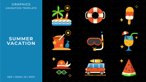 Summer vacation graphic animation template | After Effects, After Effects Project Files